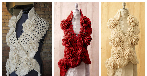 How To Crochet Red Flower Scarf Free Pattern Tutorial | Best Flower Site
